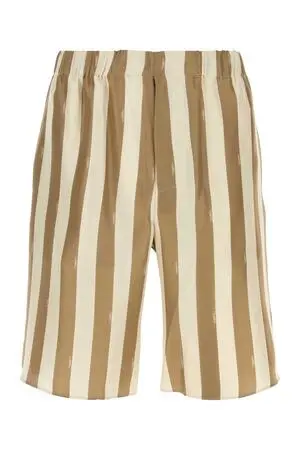 Fendi Printed Silk Bermuda Shorts - Stripped