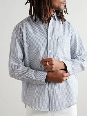 FRIZMWORKS Og Oversized Striped Cotton-blend Seersucker Shirt