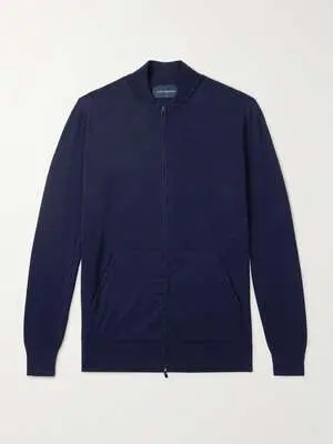 Thom Sweeney Cotton And Cashmere-blend Bomber Jacket - Navy
