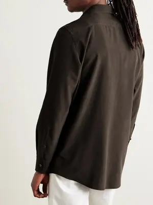 Zegna Garment-dyed Brushed-silk Shirt - Brown