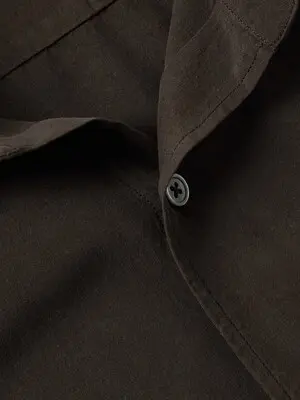 Zegna Garment-dyed Brushed-silk Shirt - Brown