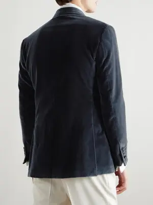 Thom Sweeney Shawl-lapel Double-breasted Cotton-velvet Tuxedo Jacket