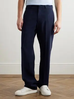 Thom Sweeney Wide-leg Twill Trousers - Blue
