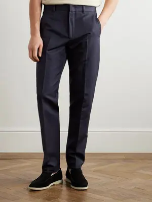 Loro Piana Cedric Tapered Cotton And Linen-blend Canvas Trousers