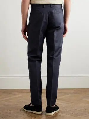 Loro Piana Cedric Tapered Cotton And Linen-blend Canvas Trousers
