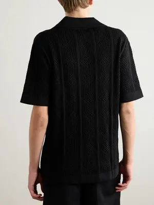 JIL SANDER Open-knit Cotton Polo Shirt