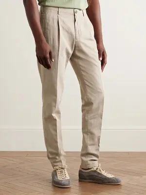 SLOWEAR Venezia 1951 Tapered Pleated Trousers - Neutrals