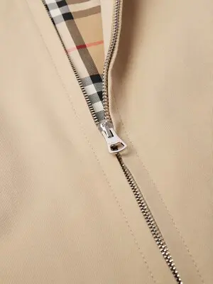 Burberry Logo-embroidered Cotton-gabardine Harrington Jacket - Neutrals