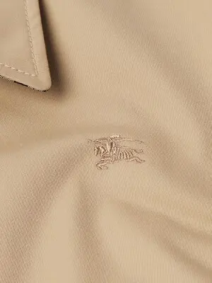 Burberry Logo-embroidered Cotton-gabardine Harrington Jacket - Neutrals