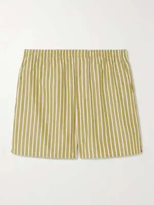 Ami Striped Cotton-poplin Shorts - Mustard
