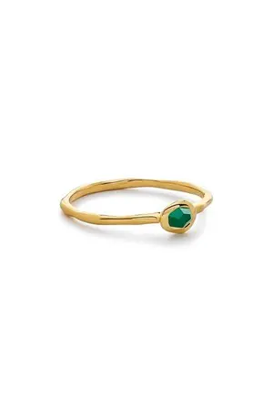 Monica Vinader Odyssey Green Onyx Stacking Ring - 18ct Gold Vermeil / Green Onyx
