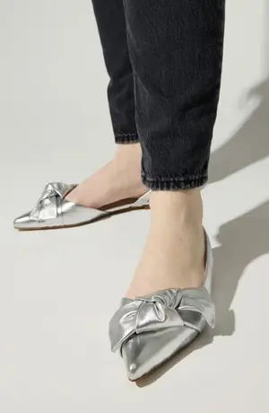 Yosi Samra Violet D'orsay Slingback Flats - Silver
