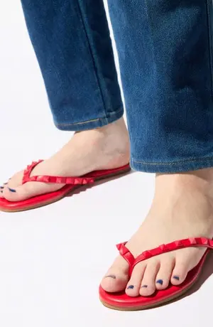 Yosi Samra Rivington Studded Flip Flop - Red