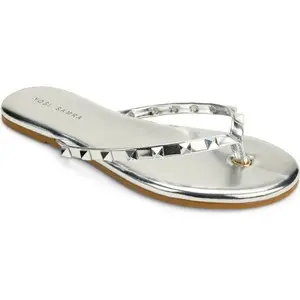 Yosi Samra Rivington Studded Flip Flop - Silver