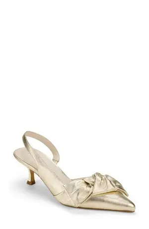 Yosi Samra Kaleigh Slingback Kitten Heel Pumps - Gold