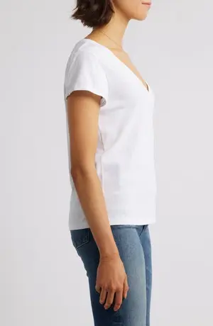 ALEX MILL V-neck Cotton T-shirt - White
