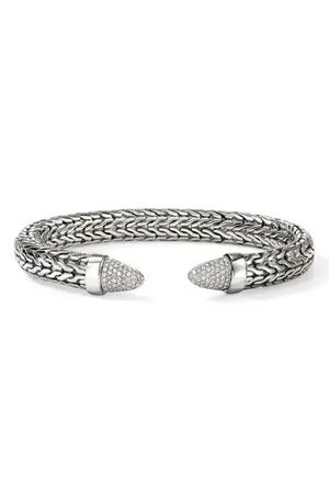 John Hardy Spear 50 Diamond Cuff Bracelet - Silver White Diamond .77ct