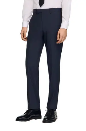 Sandro Wool Suit Trousers - Navy Blue