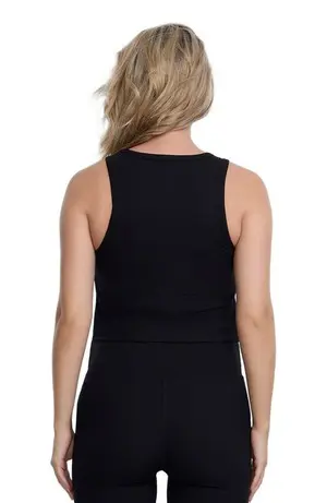 Motherhood Maternity Crew Neck Racerback Cropped Maternity Tank - Black