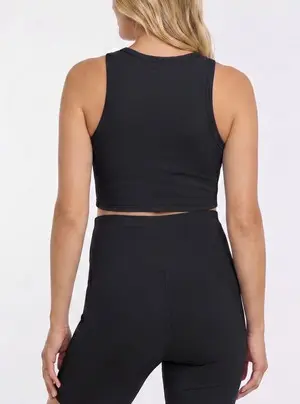 Motherhood Maternity Crew Neck Racerback Cropped Maternity Tank - Black