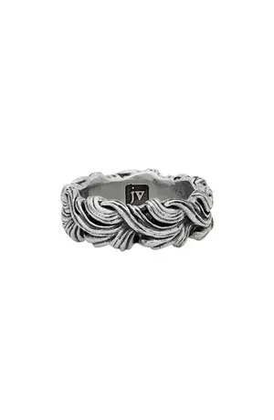 John Varvatos Carved Sterling Band Ring - Silver