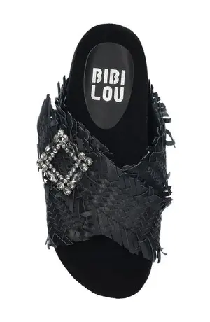 BIBI LOU Danna Fringe Slide Sandal - Black