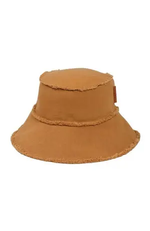 Sandro Cotton Canvas Bucket Hat - Camel