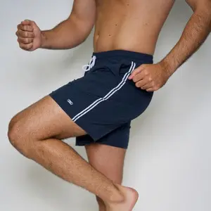 LE CLUB Le Club Resortwear 4-Way Stretch Swim Trunks Navy