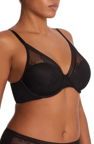 Natori Love Lace Back Smoothing Plunge T-shirt Bra - Black