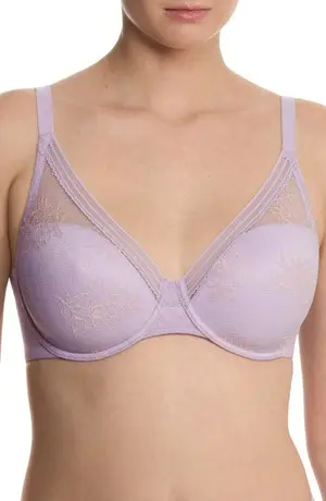 Natori Love Lace Back Smoothing Plunge T-shirt Bra - Purple Pearl/peach Whip
