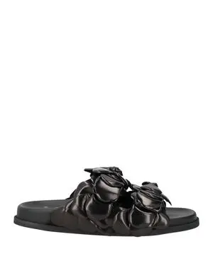 Valentino Garavani Soft Leather Sandals With Floral Appliqu - Black
