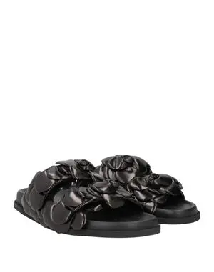 Valentino Garavani Soft Leather Sandals With Floral Appliqu - Black