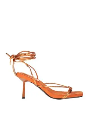 Menbur Metallic Strappy Sandals With Ties At Ankle - Mandarin