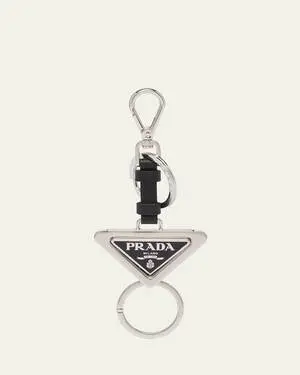 Prada Triangle Logo Keychain - Acciaio Nero