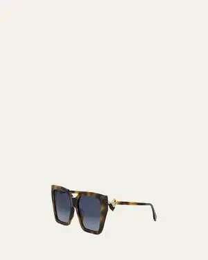 Fendi Ff Diamonds Fe40161i Square Sunglasses - Dark Tortoise