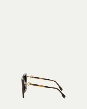 Fendi Ff Diamonds Fe40161i Square Sunglasses - Dark Tortoise