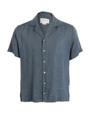 Crossley Man Shirt Cream Size L Linen Navy
