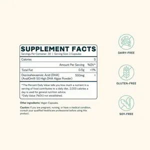 ORA ORGANIC Head And Heart: Plant-based Omega-3 Supplement 60 Capsules