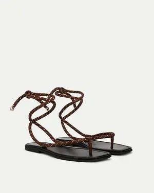 Veronica Beard Carmina Cord Wrap Sandal - Cedar/coconut