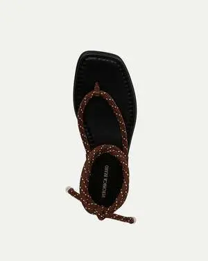 Veronica Beard Carmina Cord Wrap Sandal - Cedar/coconut