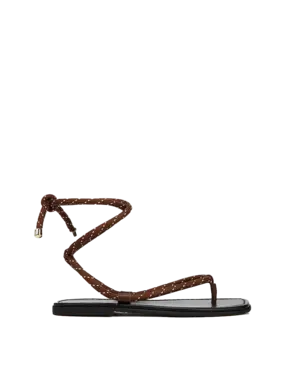 Veronica Beard Carmina Cord Wrap Sandal - Cedar/coconut