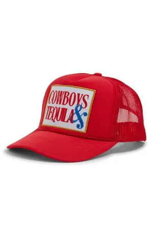 FRIDAY FEELIN’ Cowboys & Tequila Trucker Hat - Red