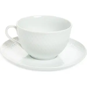 LYNGBY PORCELAEN Rhombe Teacup & Saucer Set - White