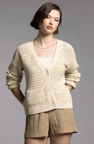 WEEKEND LOS ANGELES Lisette Linen & Cotton Cardigan