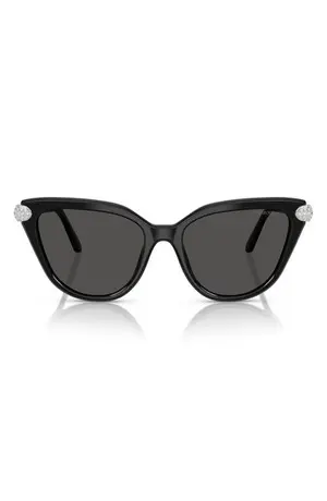 SWAROVSKI 56mm Cat Eye Sunglasses - Black/dark Grey