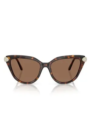 SWAROVSKI 56mm Cat Eye Sunglasses - Havana/ Dark Brown