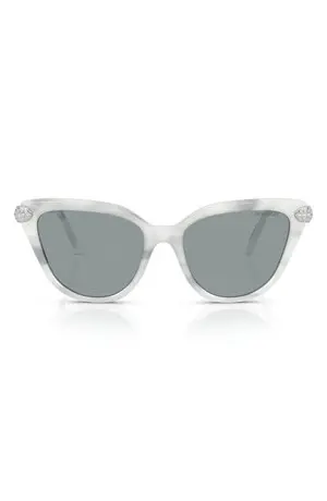 SWAROVSKI 56mm Cat Eye Sunglasses - White Havana/ Dark Grey
