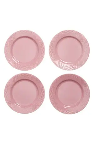 LYNGBY PORCELAEN Rhombe Color Set Of 4 Lunch Plates - Rose