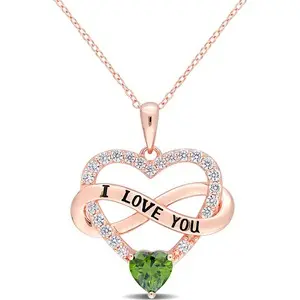 JULIANNA B. Zirconia Infinity Heart Necklace - Green Cz