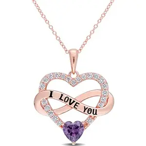 JULIANNA B. Zirconia Infinity Heart Necklace - Purple Cz